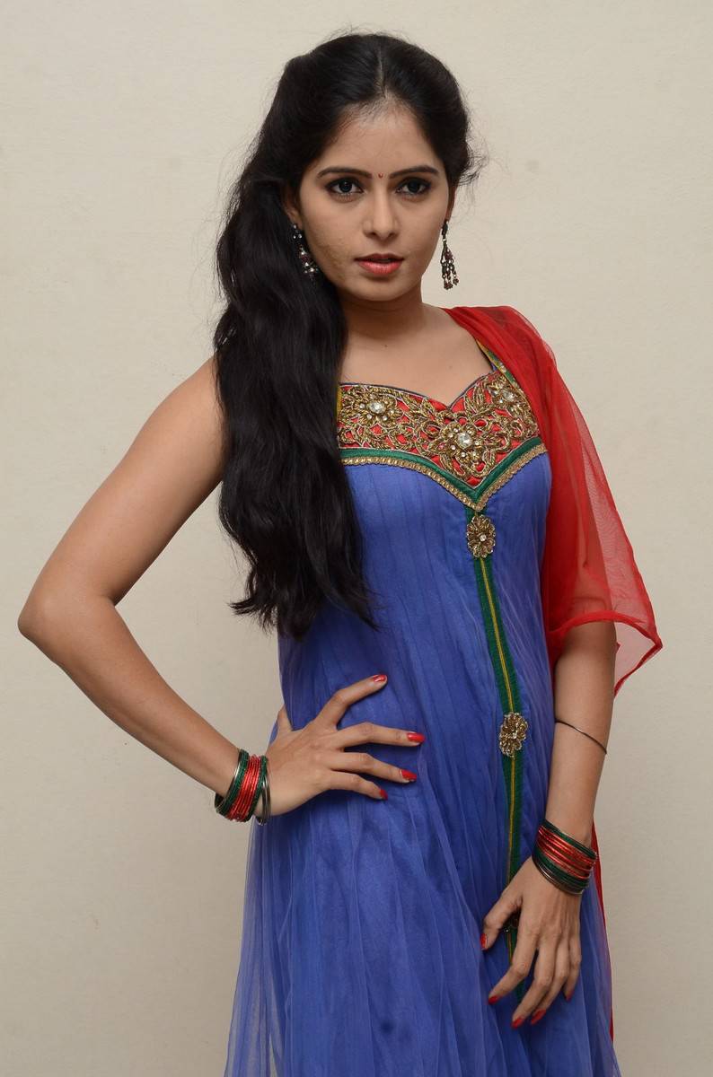 Madhumitha Latest Cleveage Spicy Blue Dress Glamour PhotoShoot Images ...