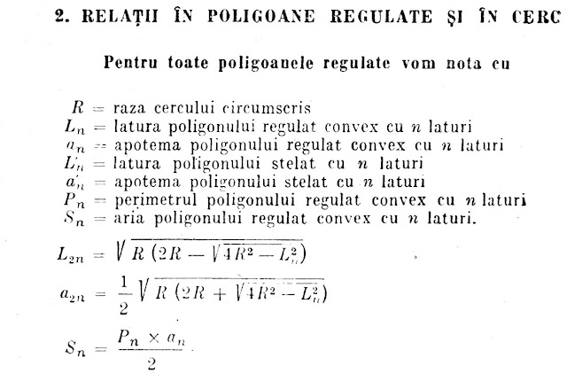 tabele matematice uzuale online: Relaţii în poligoane oarecare şi în cerc