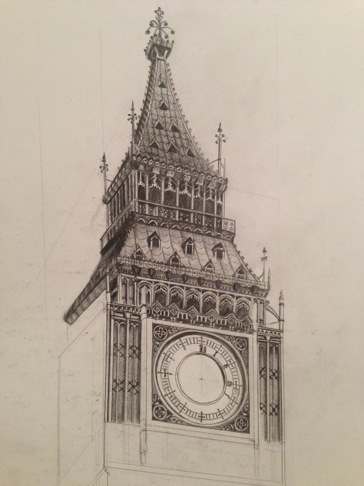 Realistic Big Ben Drawing