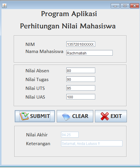 Menghitung Nilai Akhir Mahasiswa dengan Java GUI ~ Muslimah In Tech