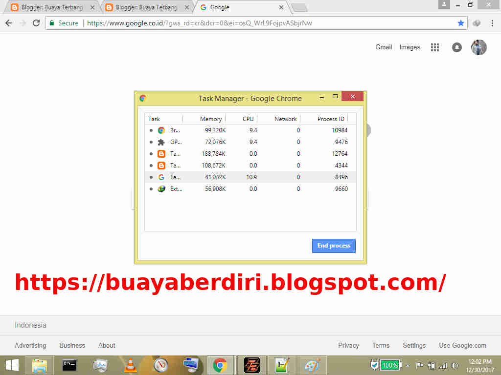 cara membuka task manager melalui Google Chrome