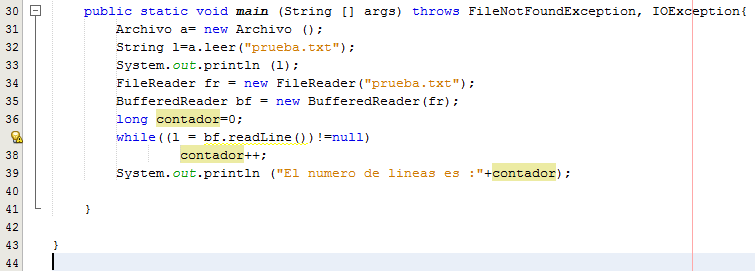 Código Java contador de lineas de archivo txt