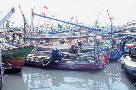 indonesia tradisional pole and line fishing boat