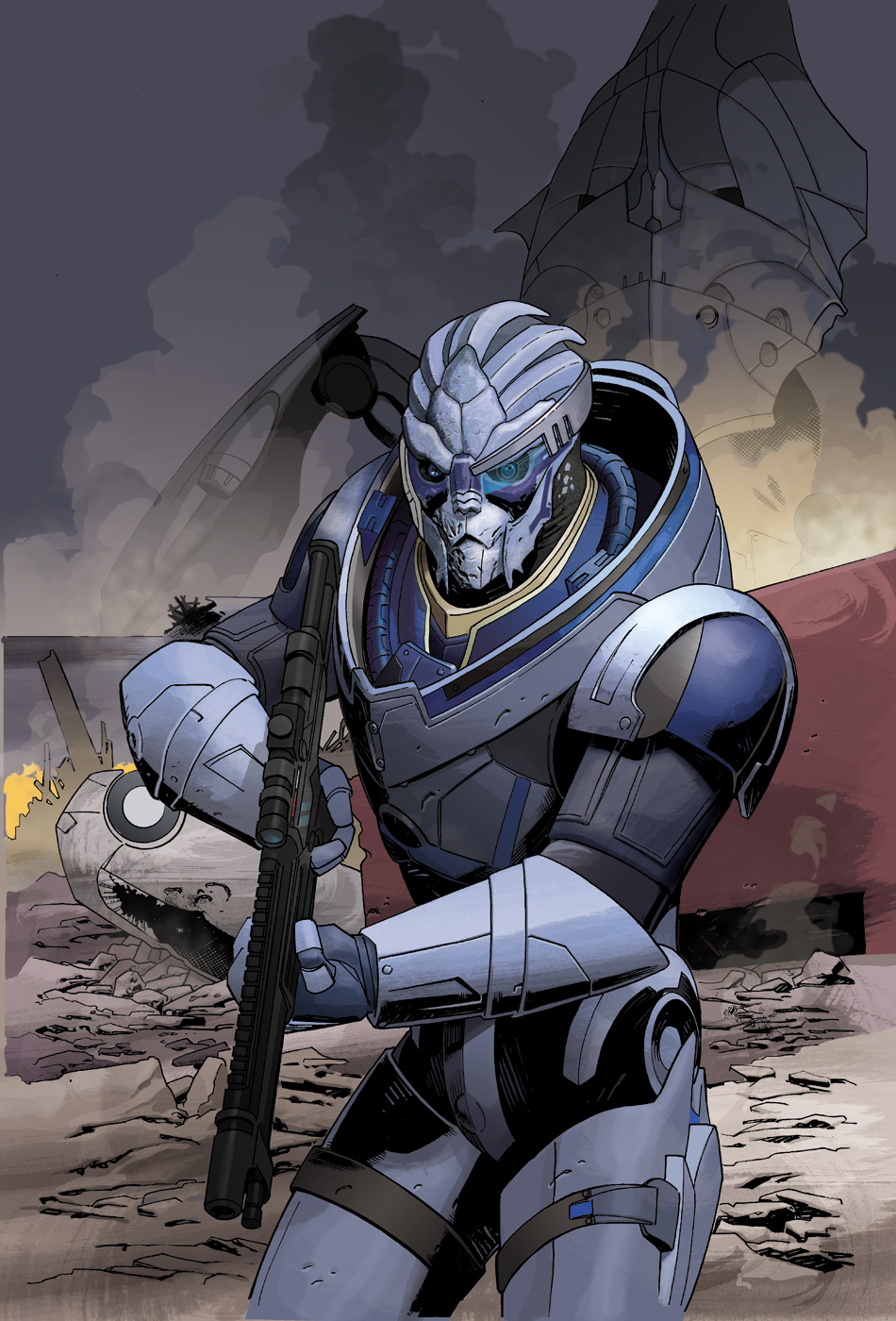 Mike Hawthorne: Garrus Mass Effect cover process