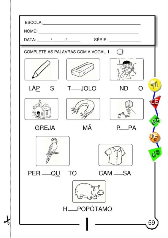 Atividades com a vogal I