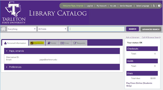Library Online Lounge - Tarleton Libraries: How to Renew Items from the ...
