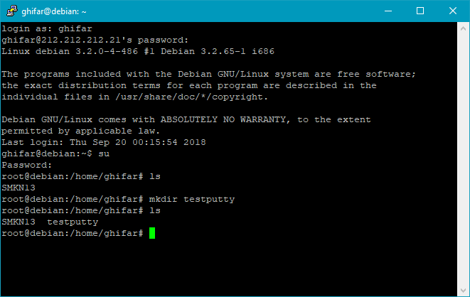 Muhammad Ghifar: Cara Remote Debian menggunakan PUTTY