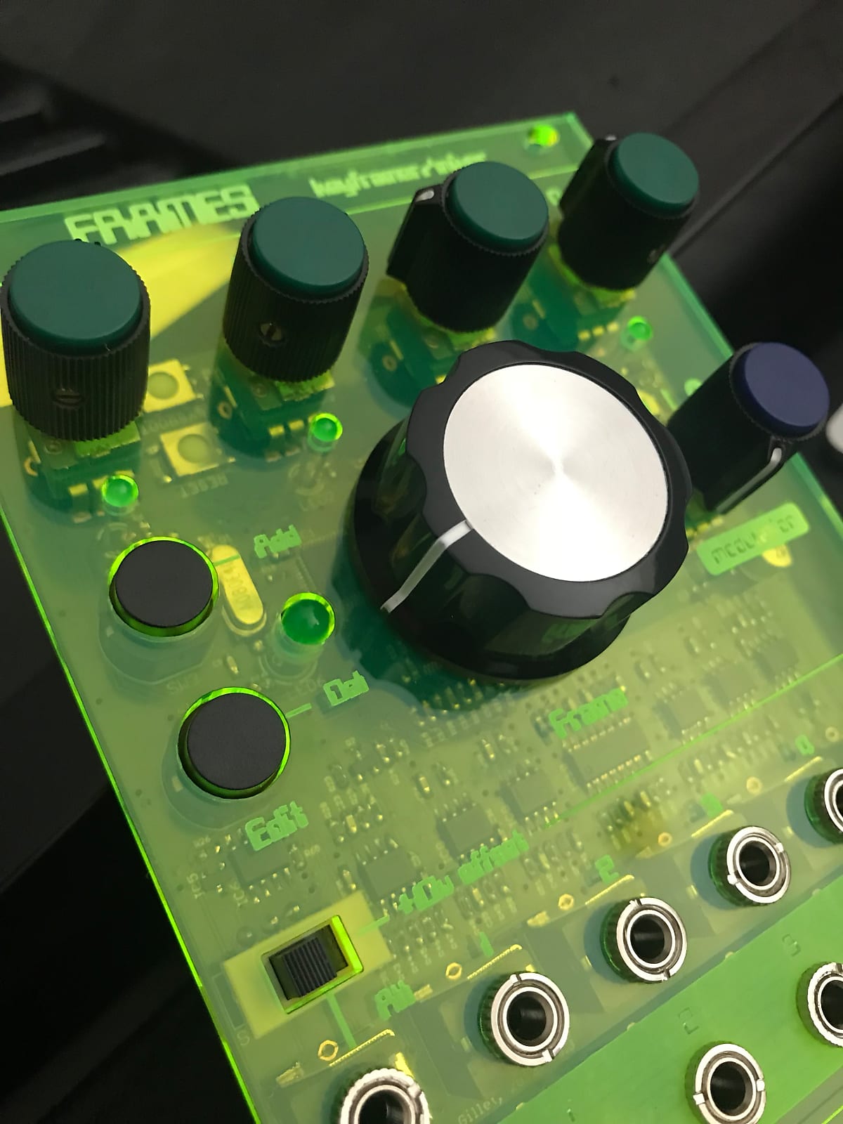 MATRIXSYNTH: Mutable Instruments Frames w/ Custom Green Acrylic Faceplate