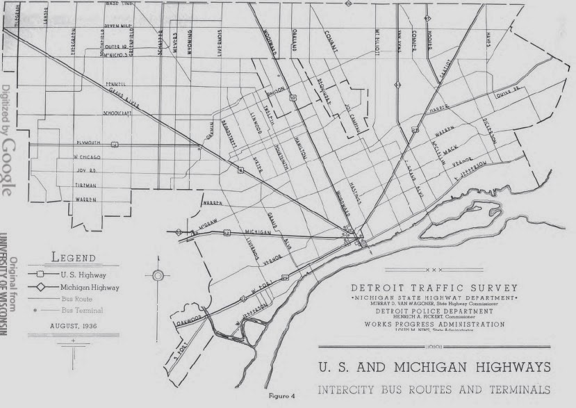 Michigan's Past: 1936 Detroit Bus routes