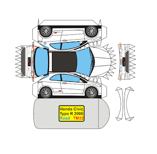 SP. Papel Modelismo: PaperCraft 2006 Honda Civic Type R