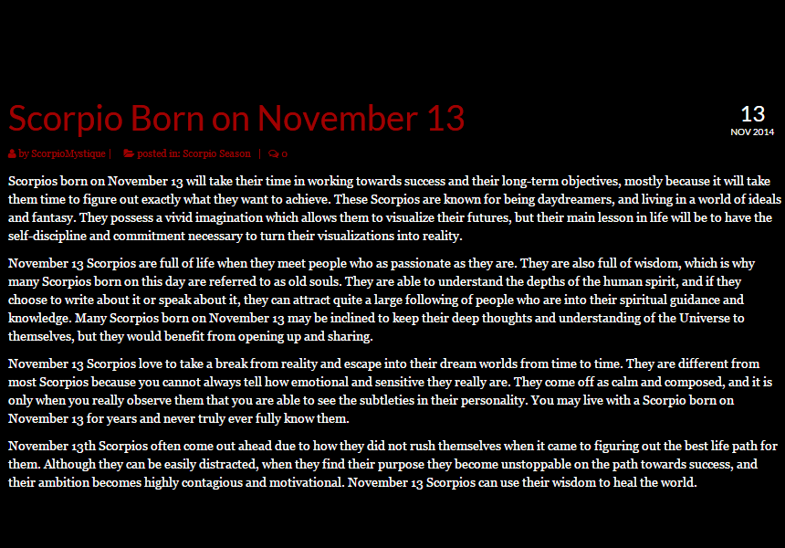 Scorpio Zodiac Personality Traits by Birthday | Scorpio Quotes