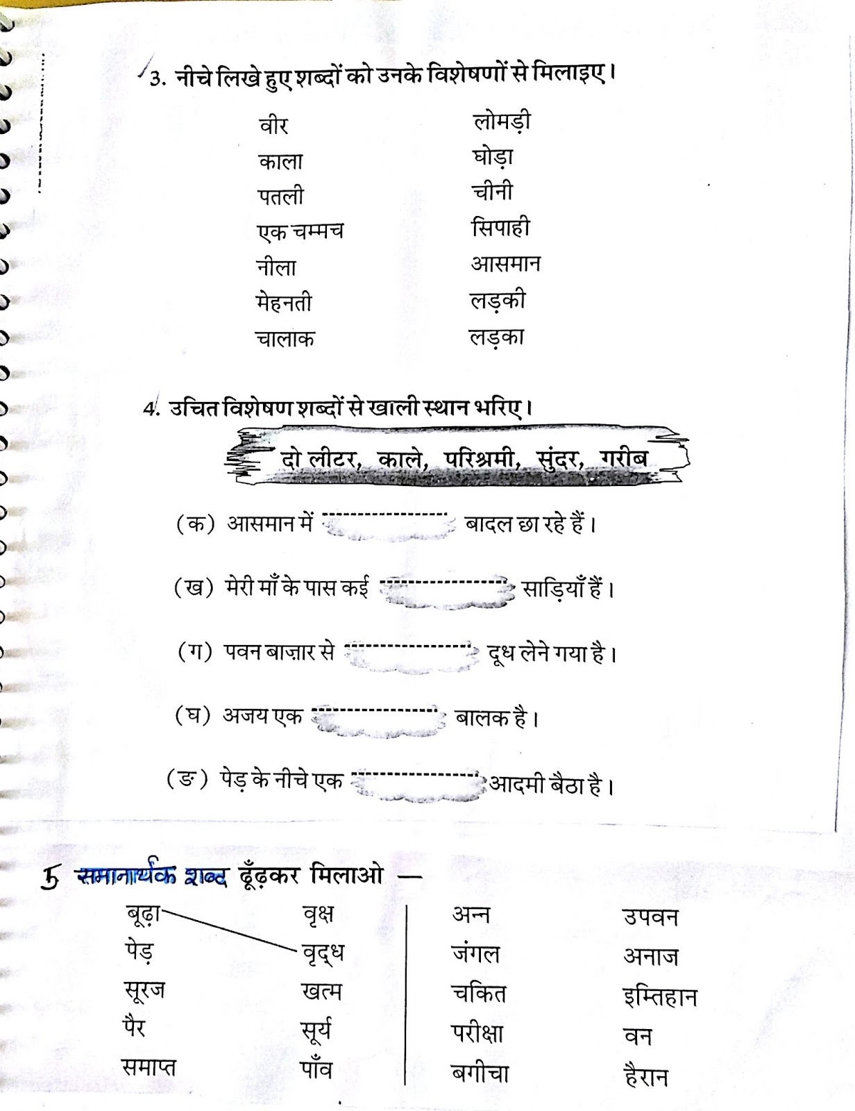 Hindi Grammar Work Sheet Collection for Classes 5,6, 7 & 8: Adjectives ...