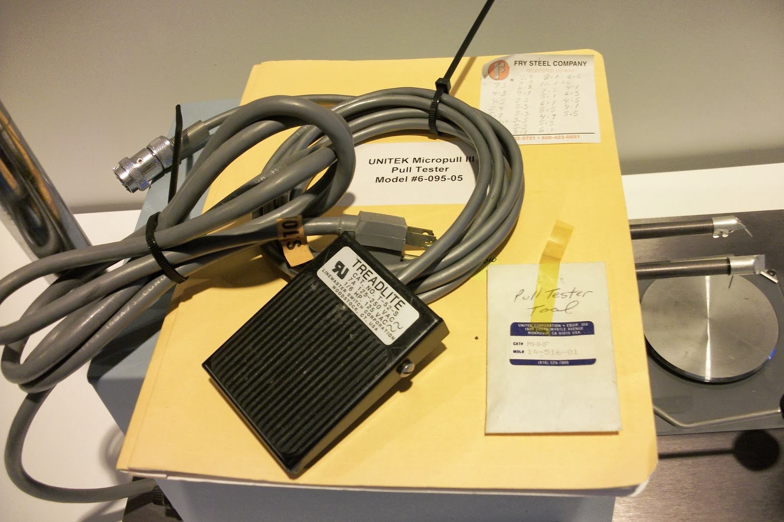 Panatron Inc.: Unitek M/N 6-095-06 Micropull III Manual Wire Bond Pull ...