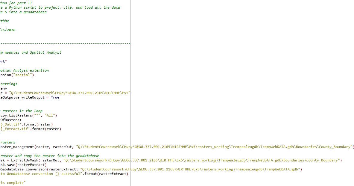 UWEC Geography 337 GIS II: Python Script