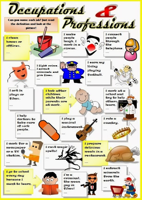 English stuff ESL: JOBS & PROFESSIONS (elementary ESL worksheet)
