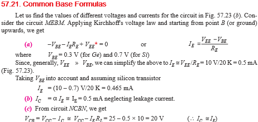 BJT-Common Base formulas