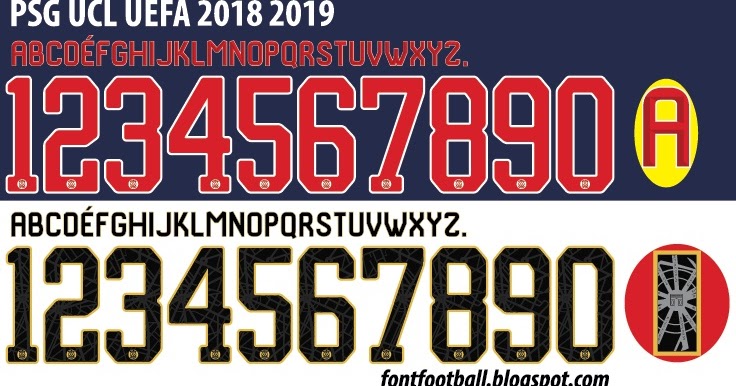FONT FOOTBALL: Font Vector PSG Paris Saint Germain UEFA UCL 2018 2019 Shirt
