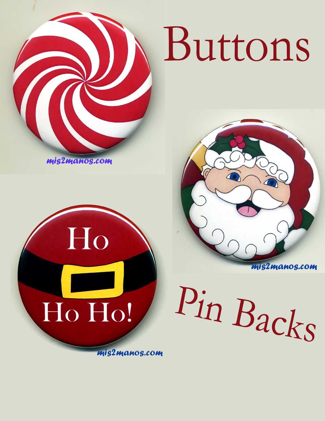 Mis 2 Manos: Made by My Hands: Christmas Santa Pin back Button Badge ...
