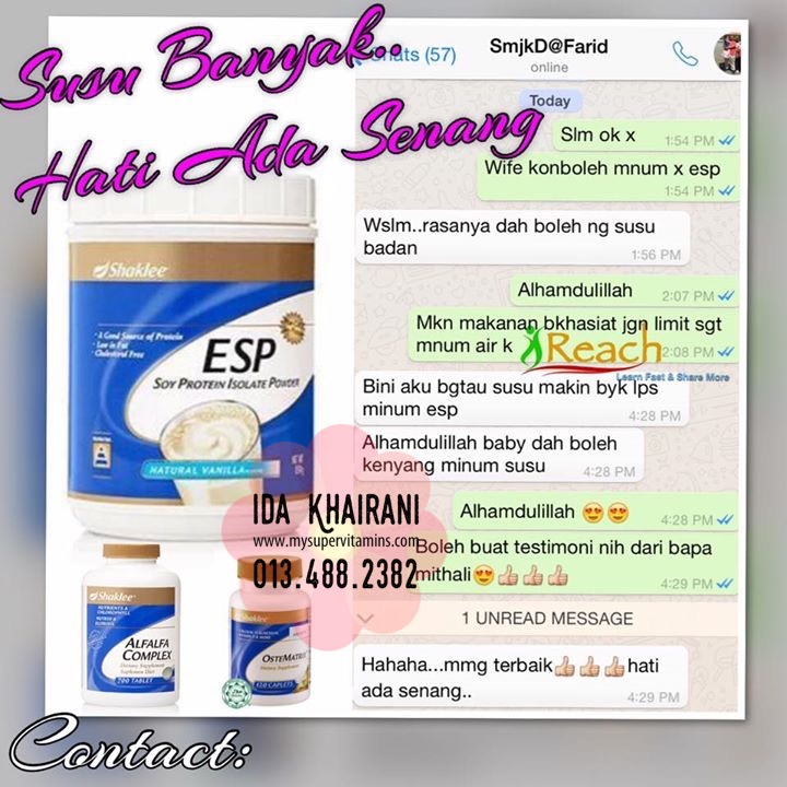Cara Tambah Susu Badan Dengan ESP Shaklee - Pengedar Shaklee Setia Alam ...