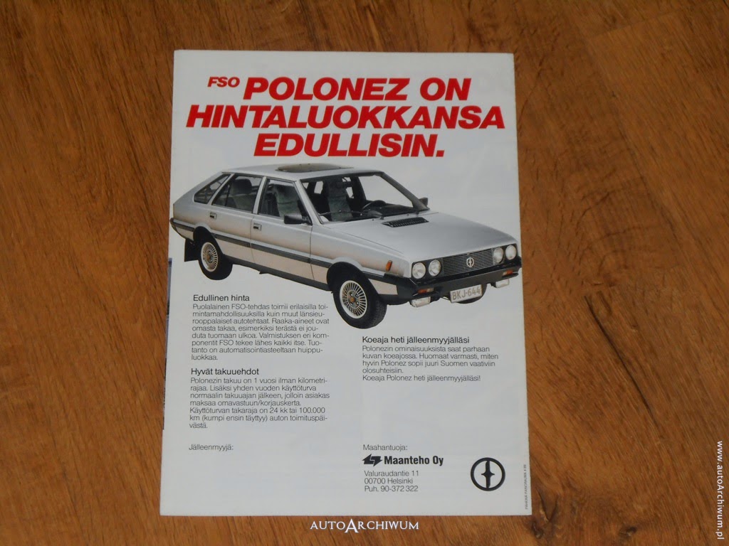 autoArchiwum | CZYTELNIA: FSO POLONEZ / PRIMA - PREZENTACJA PROSPEKTÓW ...