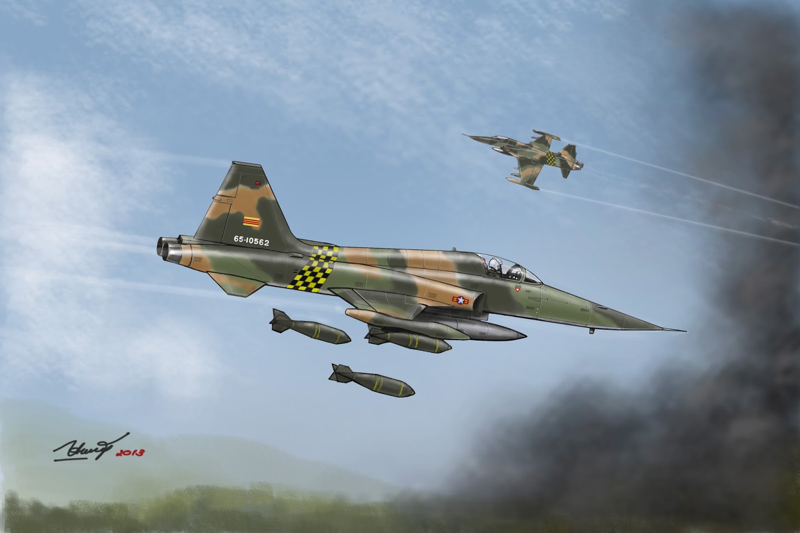 Stories and Art: VNAF F-5As DROPPING BOMBS (KQVN F-5A không kích)