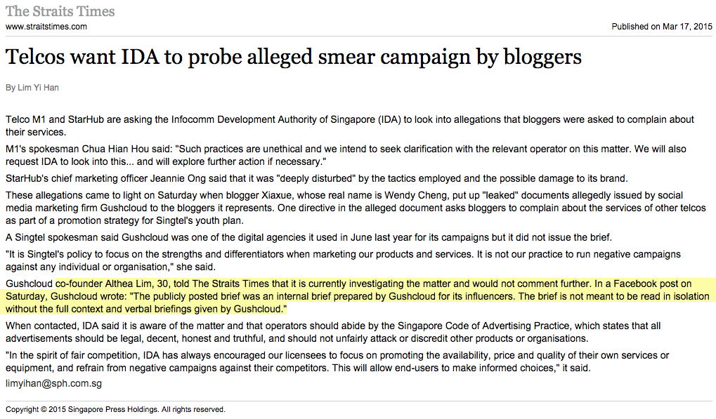 What Gushcloud and Its Influencers Did Wrong (and how Singtel did right)