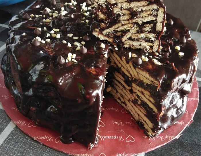 Kek Batik Biskut Marie + Oreo - Bonda