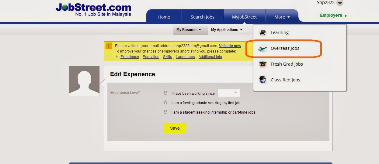 Peluang Pekerjaan Di Peringkat Global : Memohon Melalui Jobstreet.com