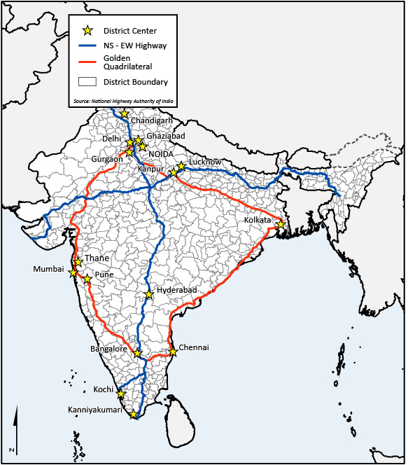 AWARENESS : UPSC : Golden Quadrilateral - India