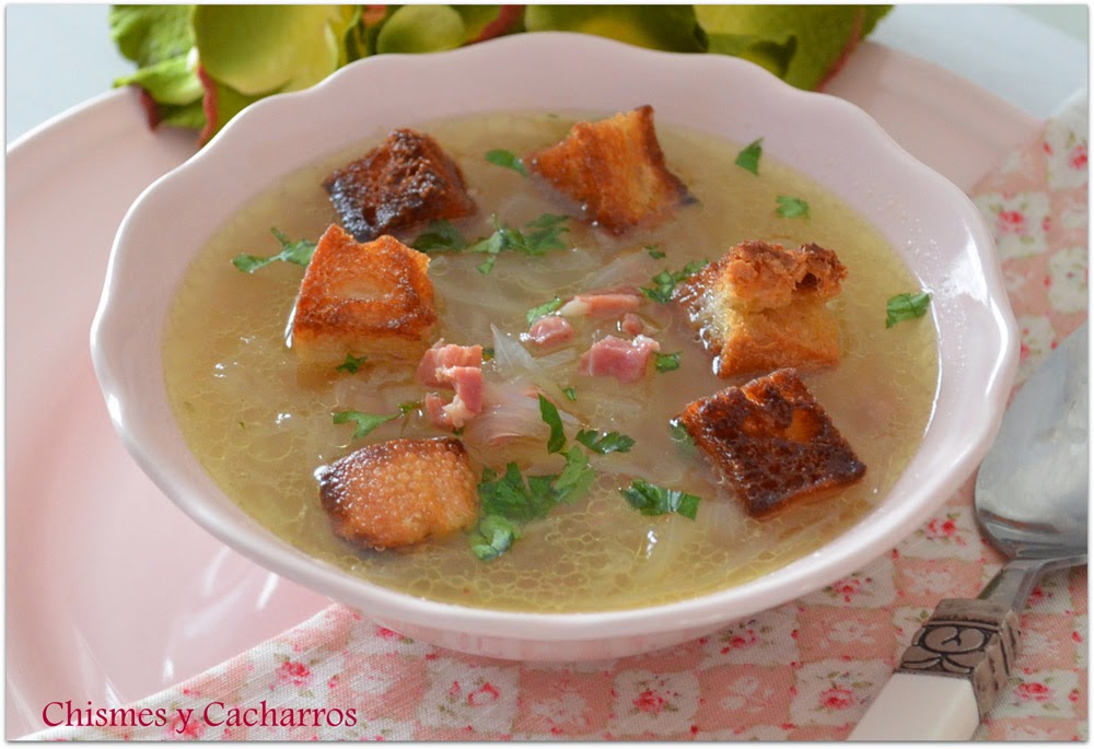Sopa de cebolla con jamón serrano. - Chismes y Cacharros