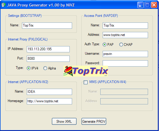Nokia GPRS Settings Creator & Backup File Reader | TopTrix
