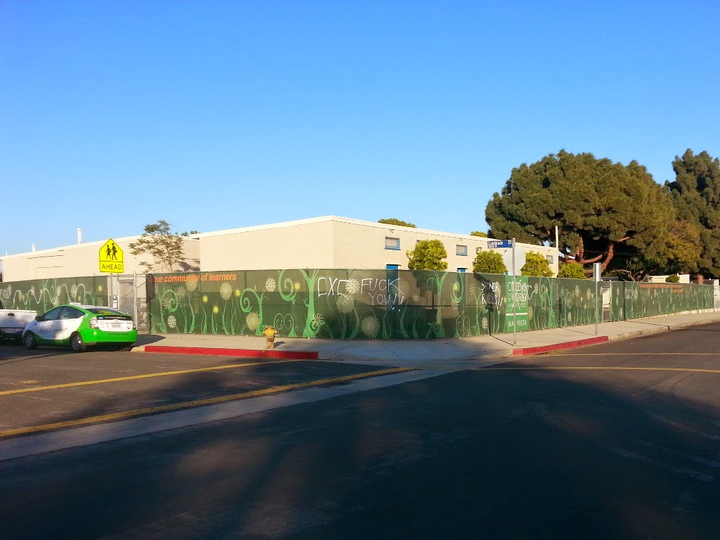 Adventures in Charter School Co-location: CWC fence covering removed