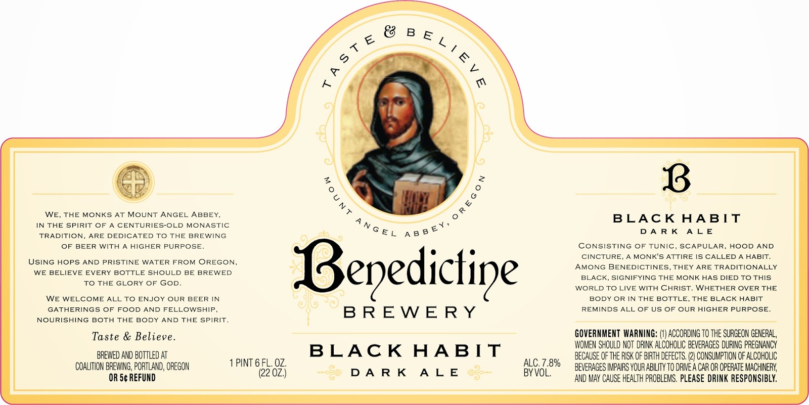 Oregon's Benedictine Abbey Brewery Releases "Black Habit Dark Ale"