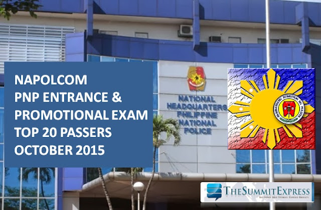 October 2015 NAPOLCOM exam Top 20 PNP Entrance, Promotional exam
