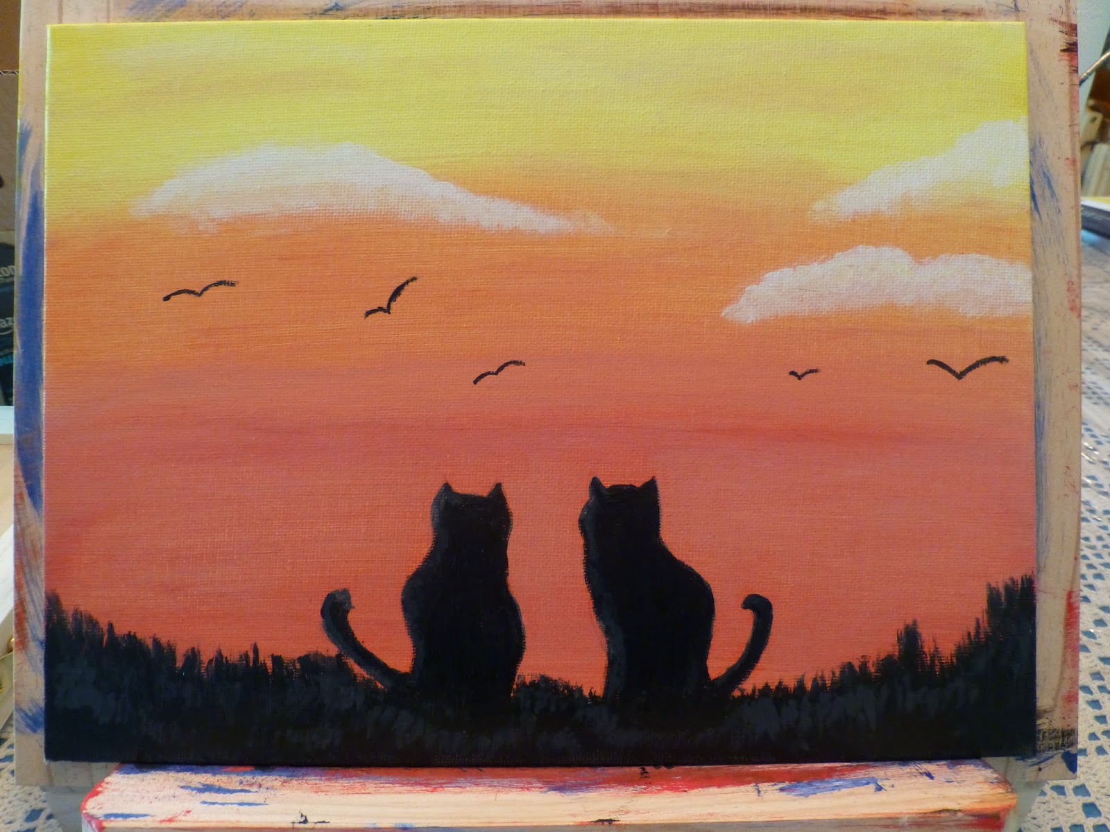It's a Beadiful Day: July 19, 2014 Cats Sunset painting with friend ...
