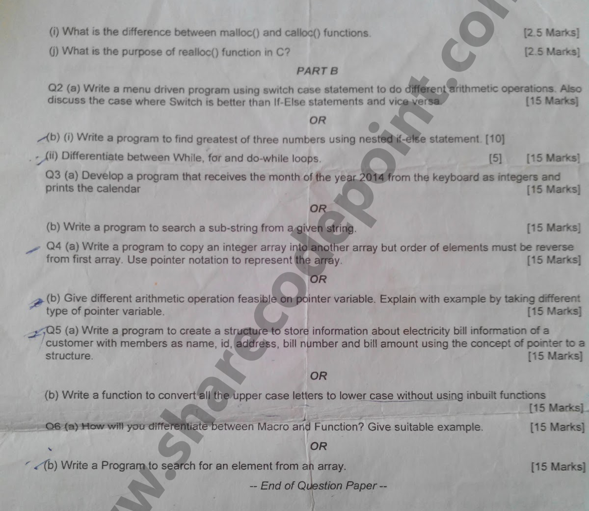 CSE101 : Computer Programming Final Exam Question Paper | lpu CSE101 : Computer Programming Final Exam Question Paper | lpu