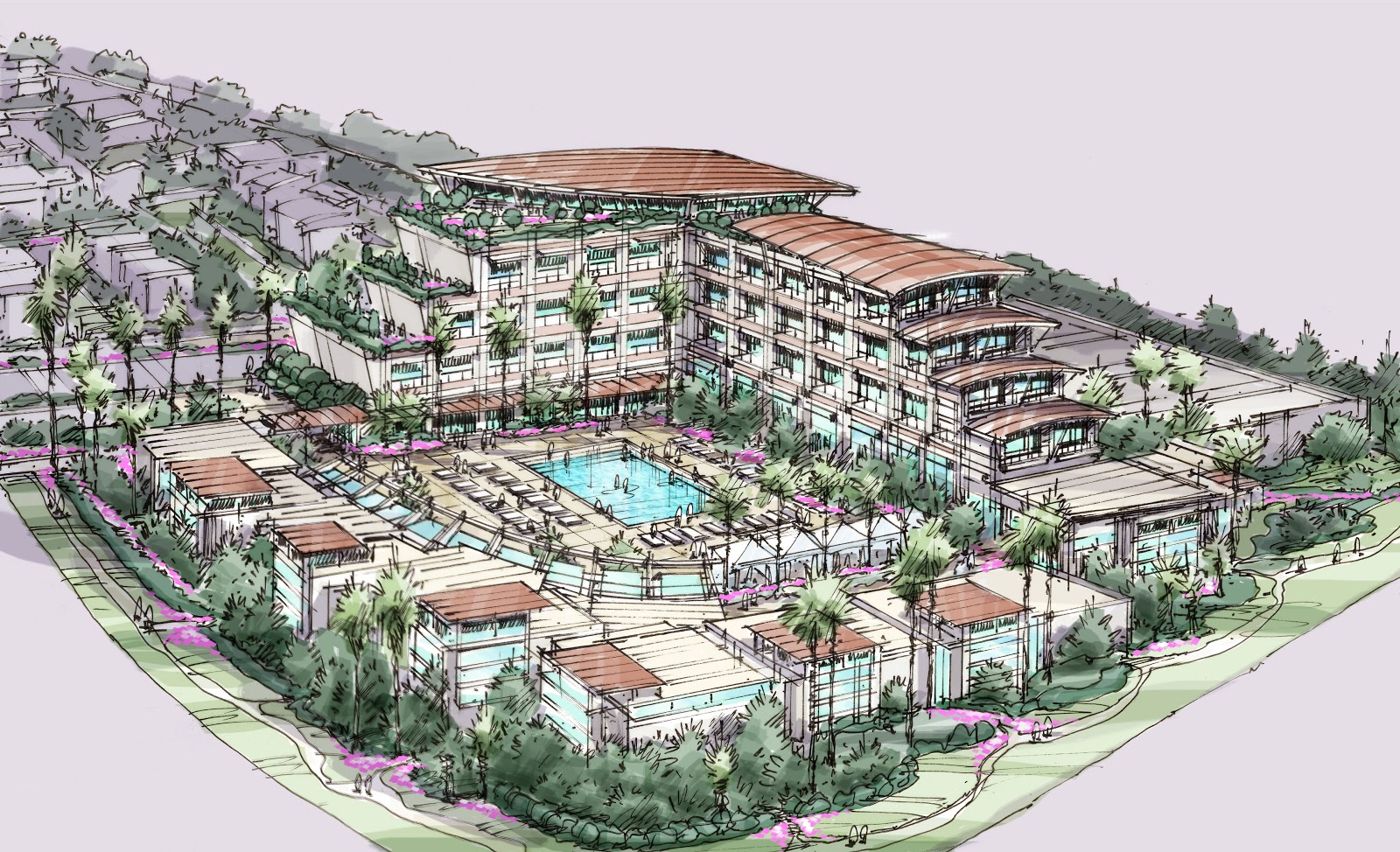 Rich Poling Creative Arts: Resort Hotel Marker Sketch Concept