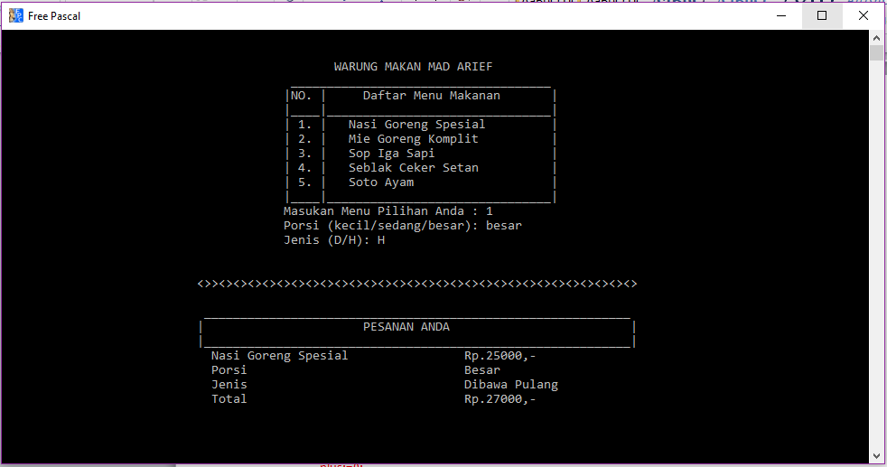 Contoh Program Pascal Menu Restoran ~ Tutorial Belajar Coding