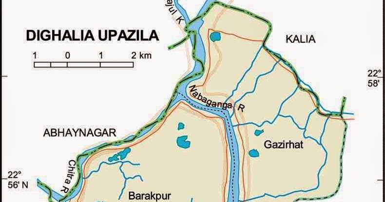 Dighalia Upazila Map, Khulna District, Bangladesh