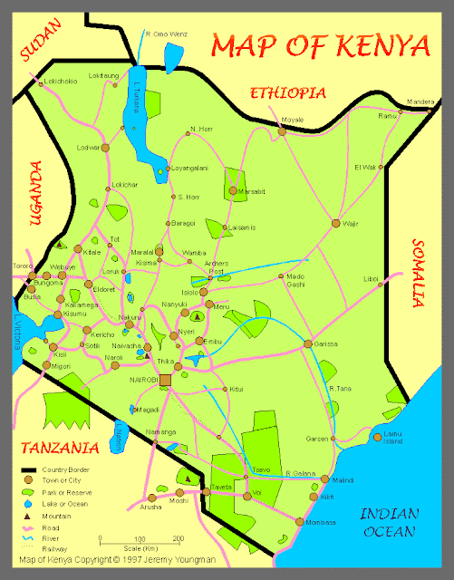 Kenya - Peta geografis Kenya