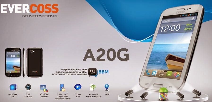 Handphone Android Dual Core Evercoss A20G Harga Dan Spesifikasi