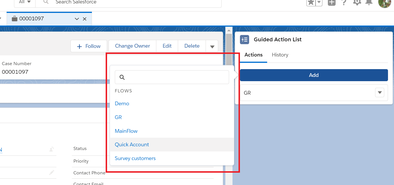 Salesforce guided action list component