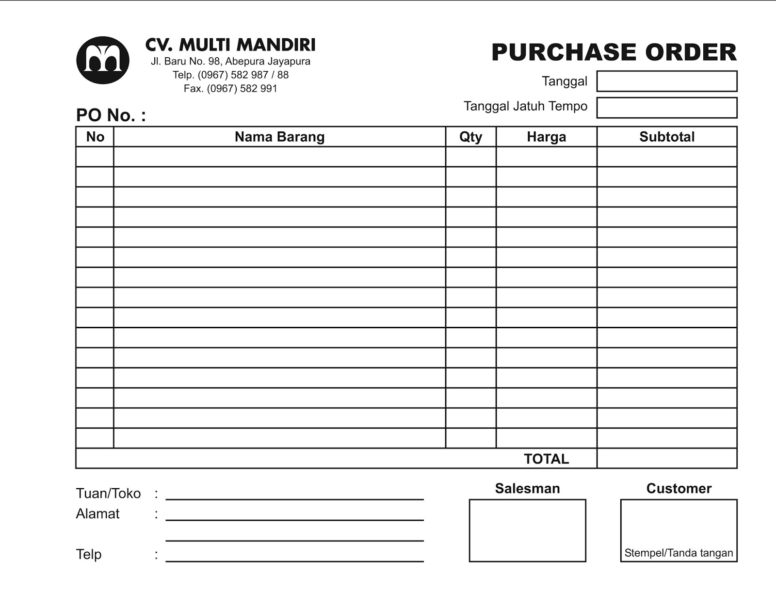 Contoh purchase order - exclusivenom