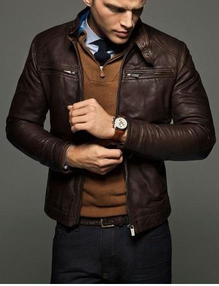 Mens Slim fit leather jacket - Fashiontrends4everybody