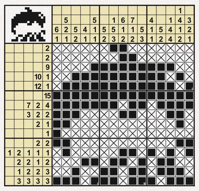 Nonograms Katana Solutions: 15X15 - DOLPHIN