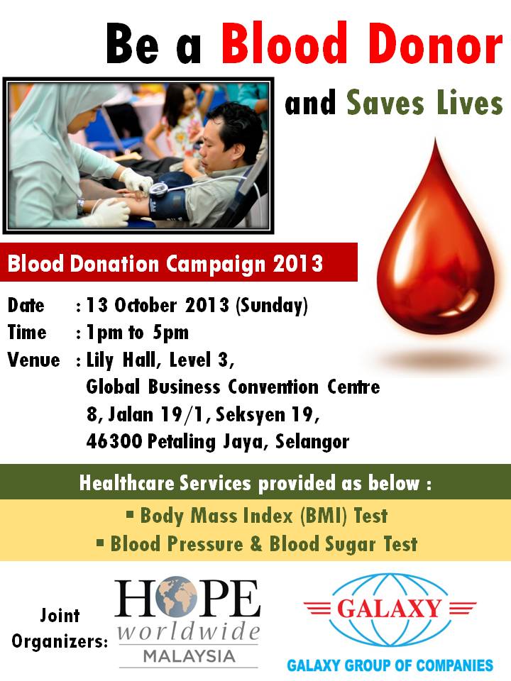 HOPE worldwide Malaysia: HOPE worldwide Blood Donation Campaign 2013