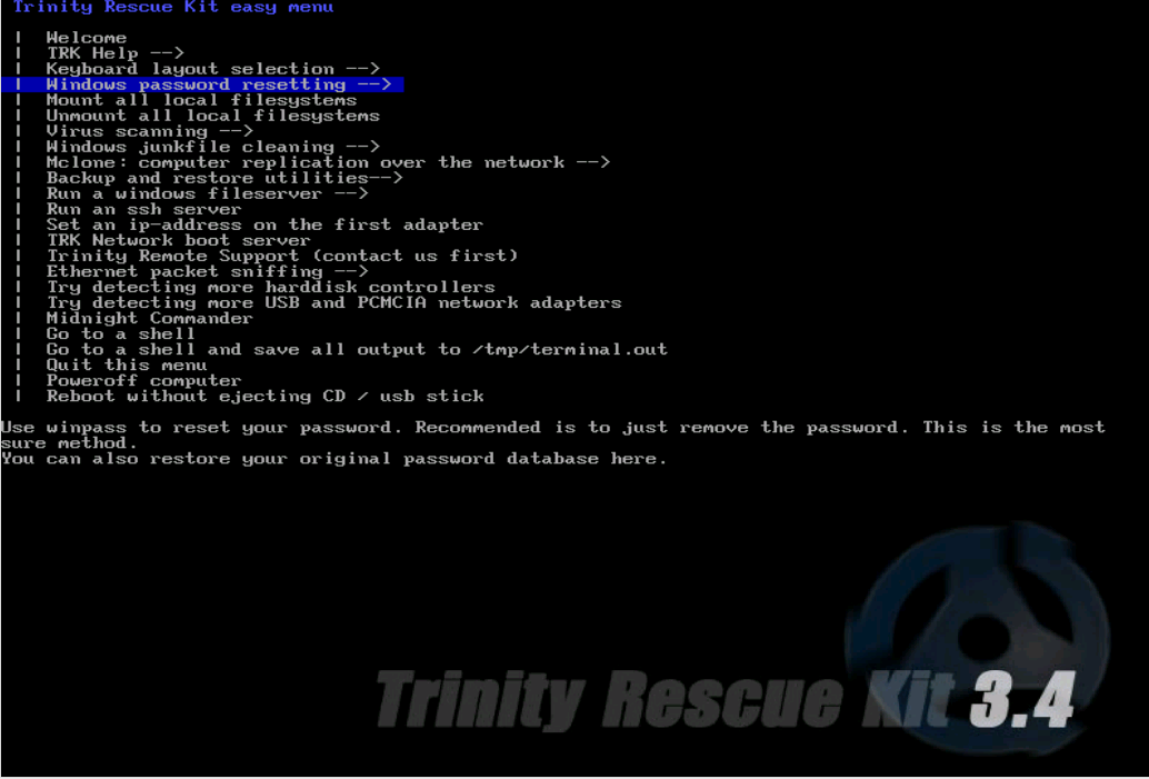 Trinity Rescue Kit : Πώς να παρακάμψετε τον κωδικό εισόδου στα Windows