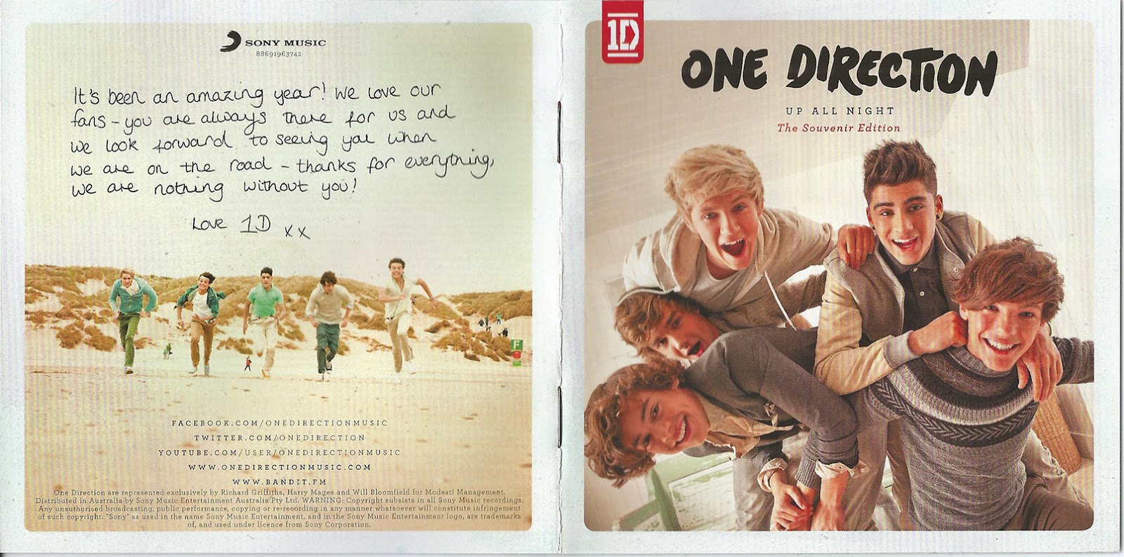 Encarte: One Direction - Up All Night (Souvenir Edition) - Encartes Pop