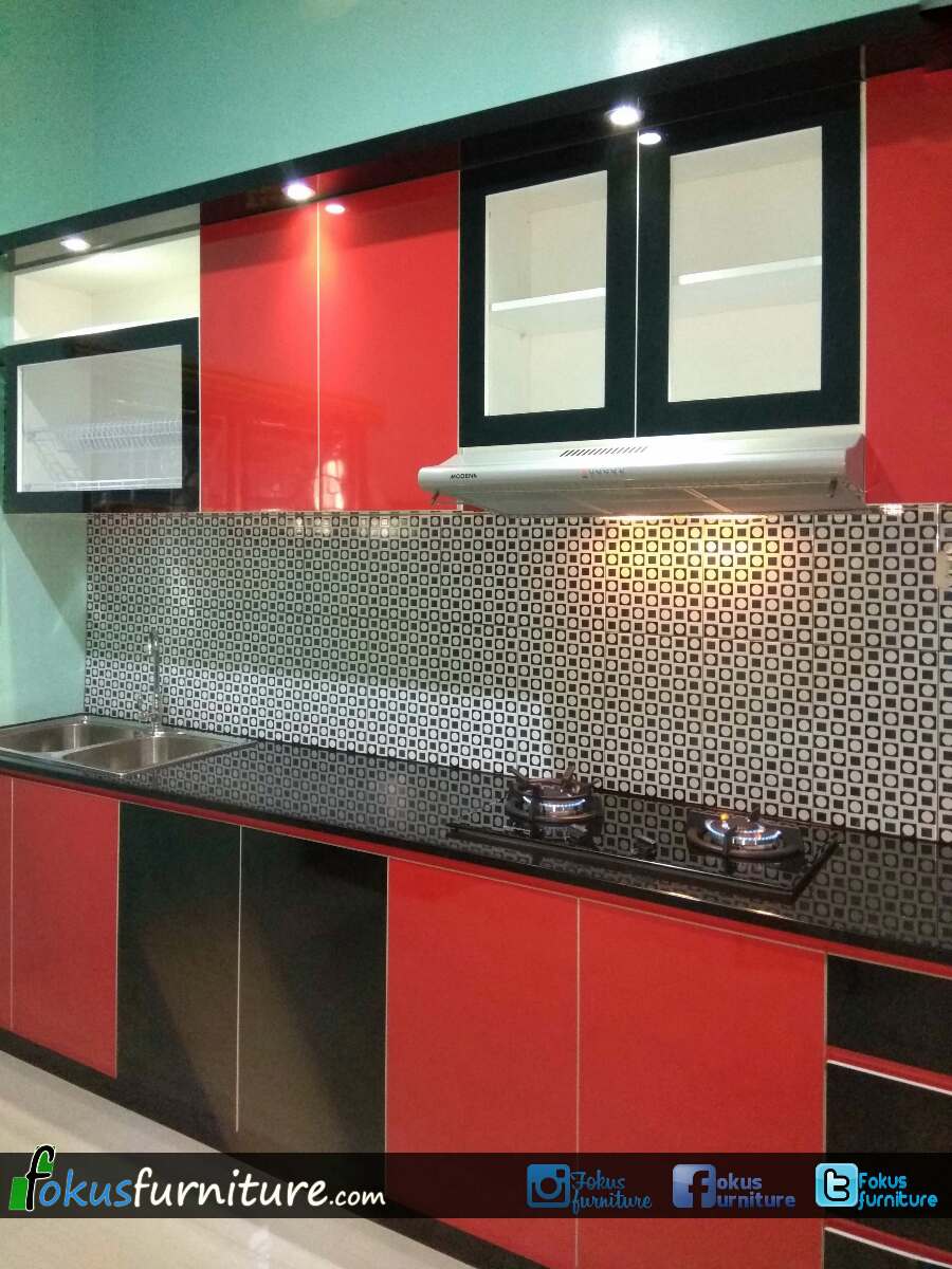 Kitchen set merah hitam di Lebak | Furniture,Kitchen set minimalis ...