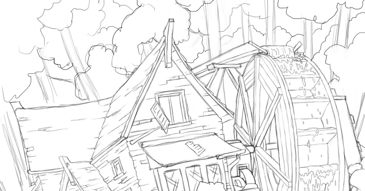 365 Days of Coloring: Coloring Page - Water Over The Wheel